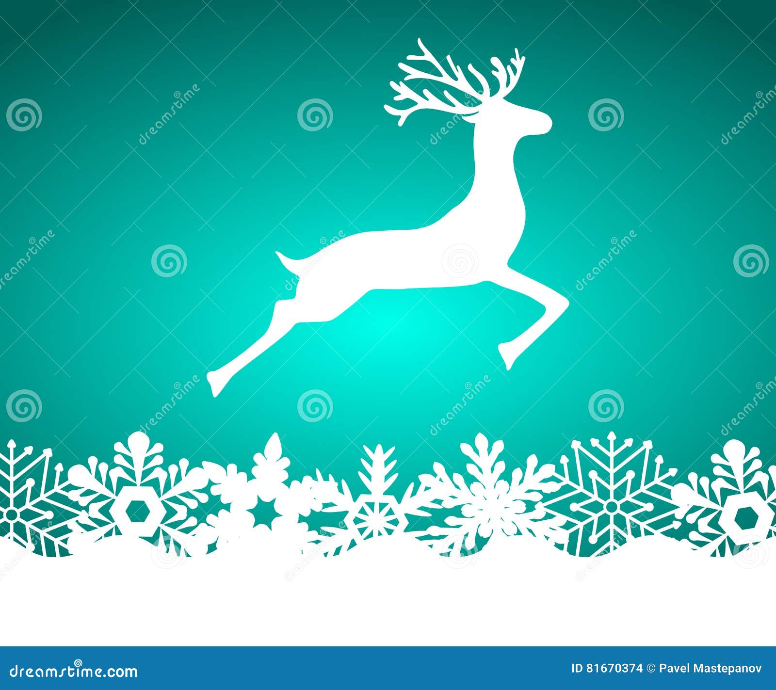 Reindeer on Blue Background with Snowflakes, Vector Stock Vector ...