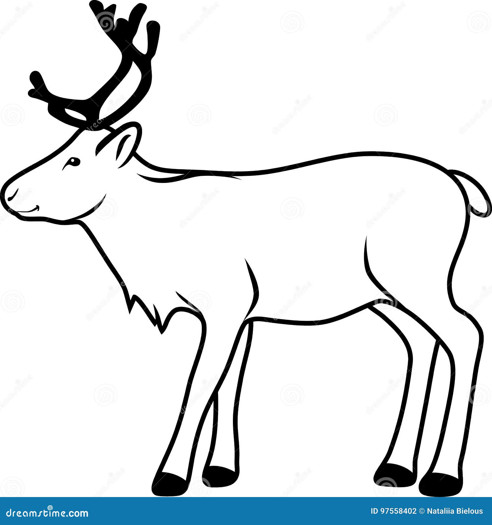 Reindeer. Contour Drawing Vector Illustration | CartoonDealer.com #97558402
