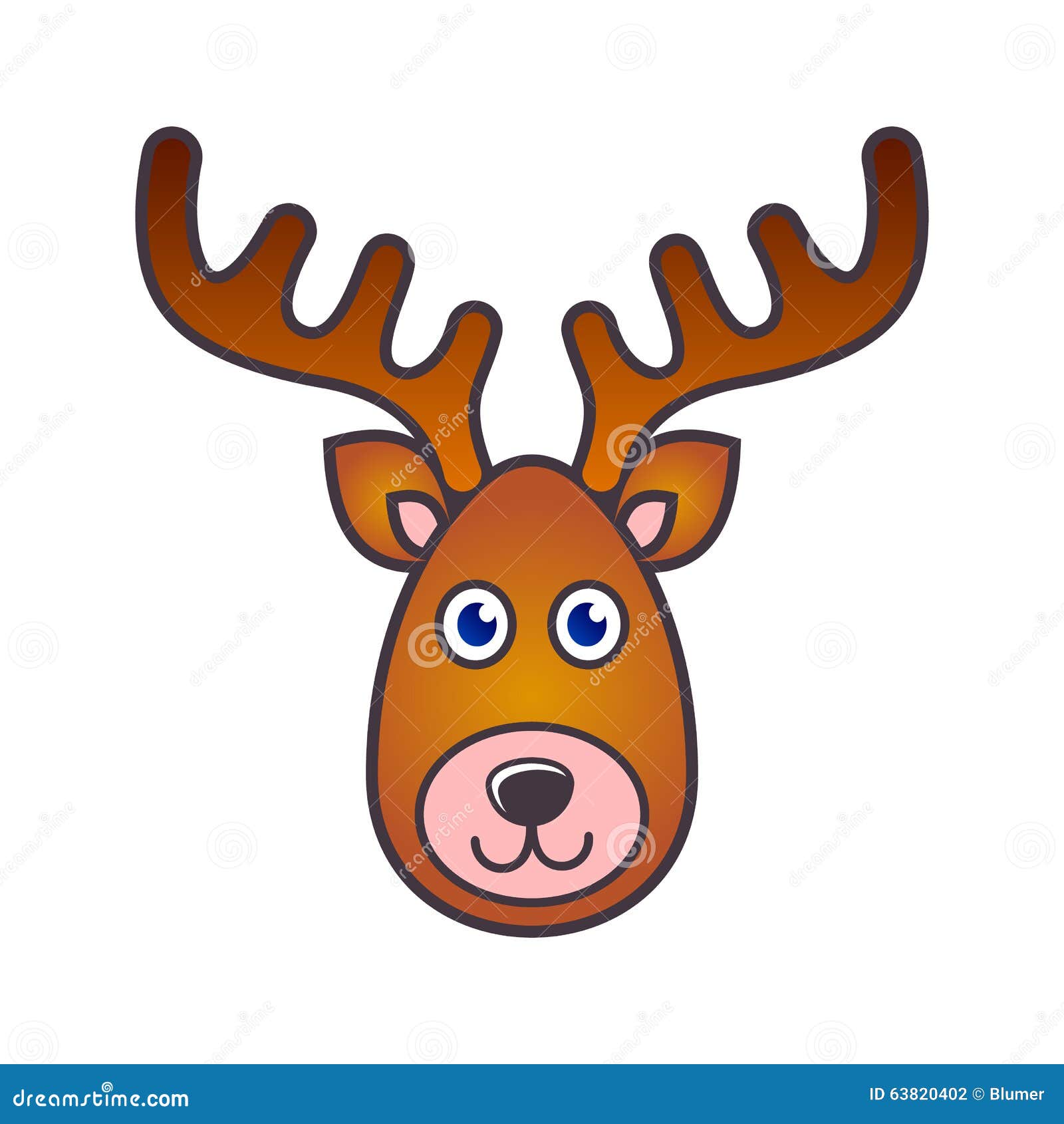 Reindeer Face Christmas Icon Stock Vector - Illustration of baby, brown ...