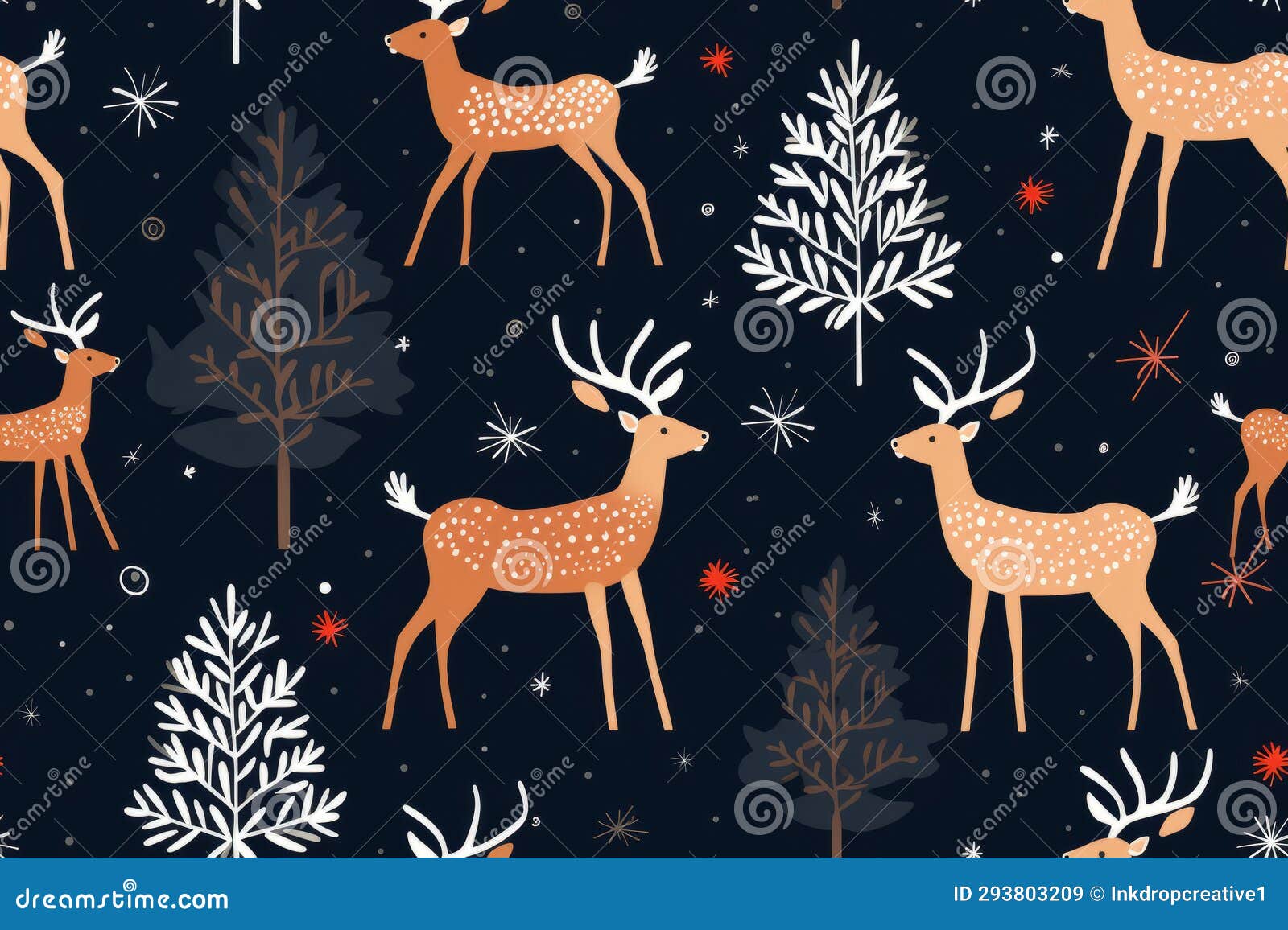 Reindeer Festive Seamless Pattern Background Stock Image - Image of ...