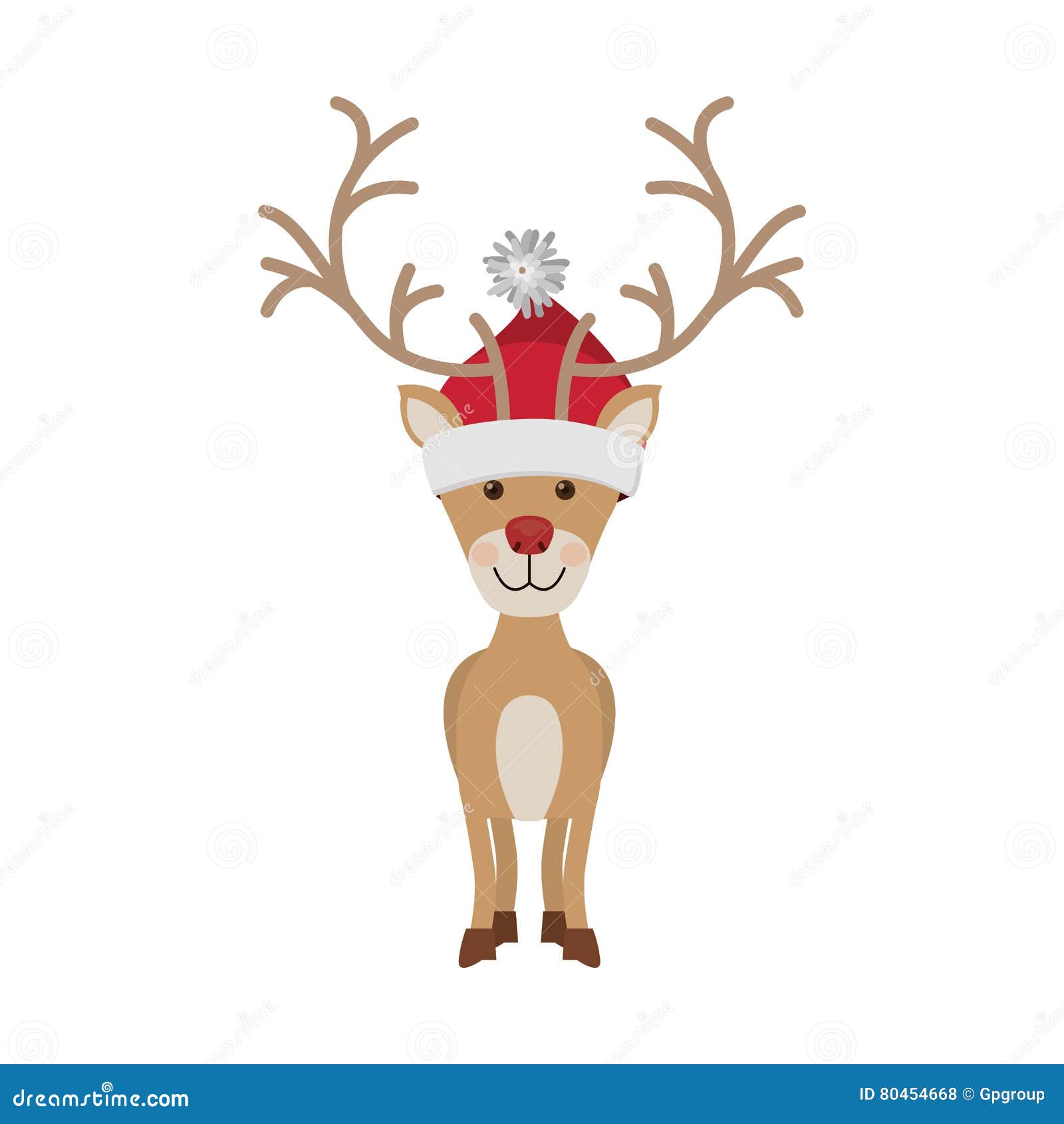 Reindeer Front Pose with Christmas Woolen Hat Stock Vector ...