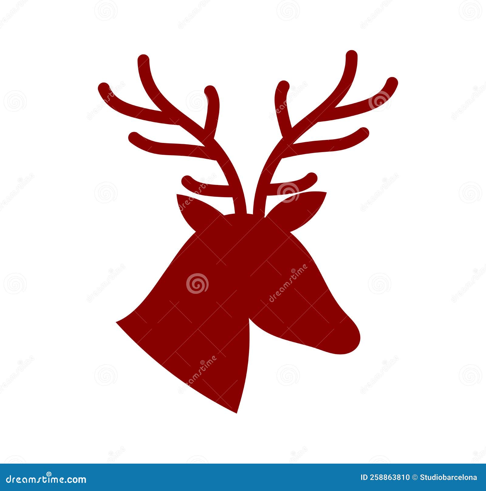 Reindeer head shape icon stock vector. Illustration of element - 258863810