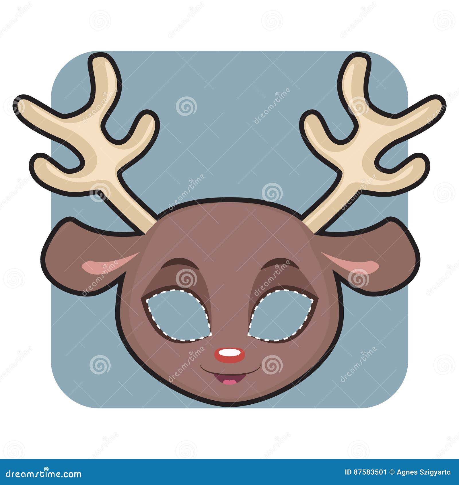 Reindeer Mask for Festivities Stock Vector - Illustration of festivity ...