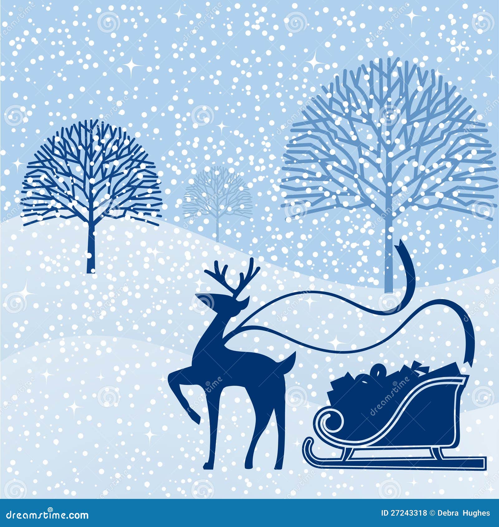 Reindeer Prancing through Glen Stock Vector - Illustration of christmas ...