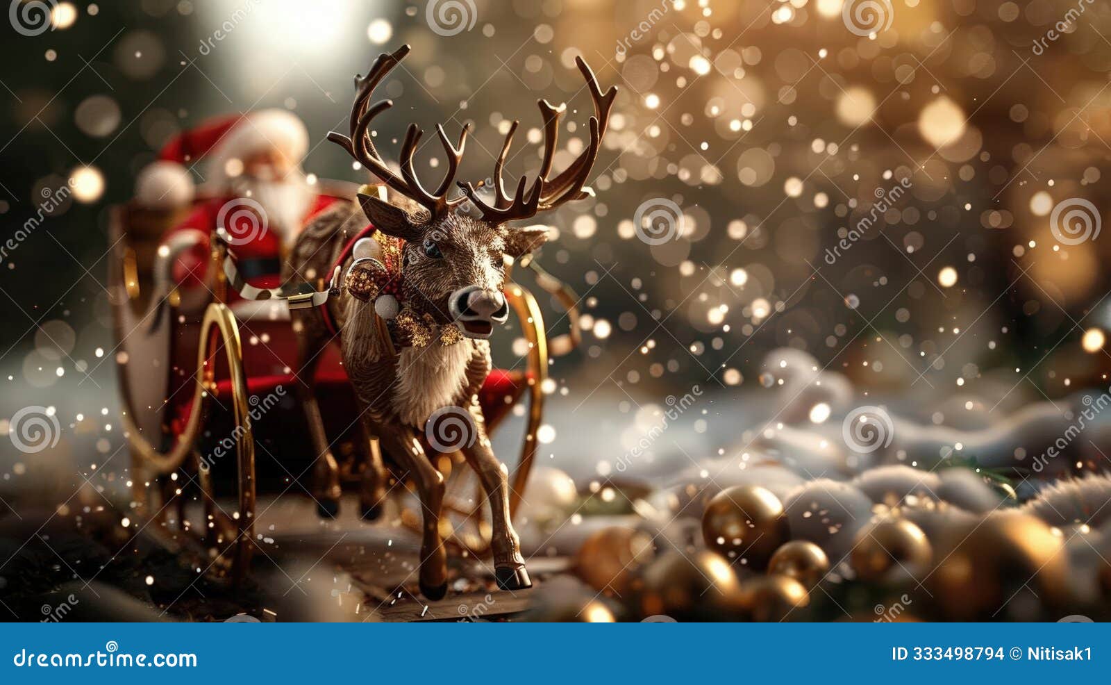 Reindeer Pulling Santas Sleigh Stock Illustration - Illustration of ...