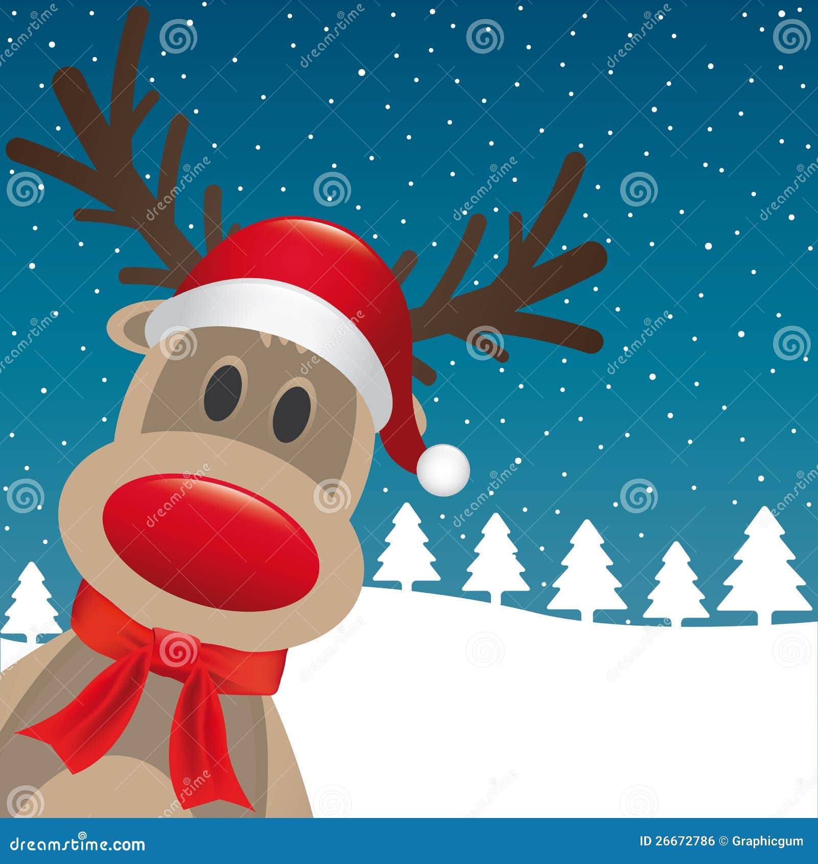 Reindeer With Red Nose Costume Mask Hairband Cartoon Vector ...