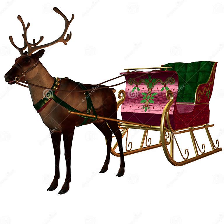 Reindeer and Sleigh stock illustration. Illustration of fellow - 1539309