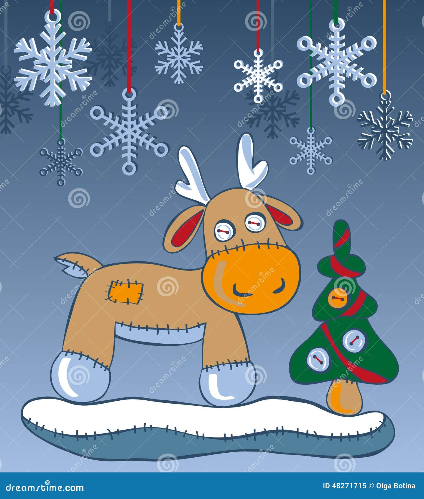 Reindeer and snowflakes stock vector. Illustration of hanging - 48271715