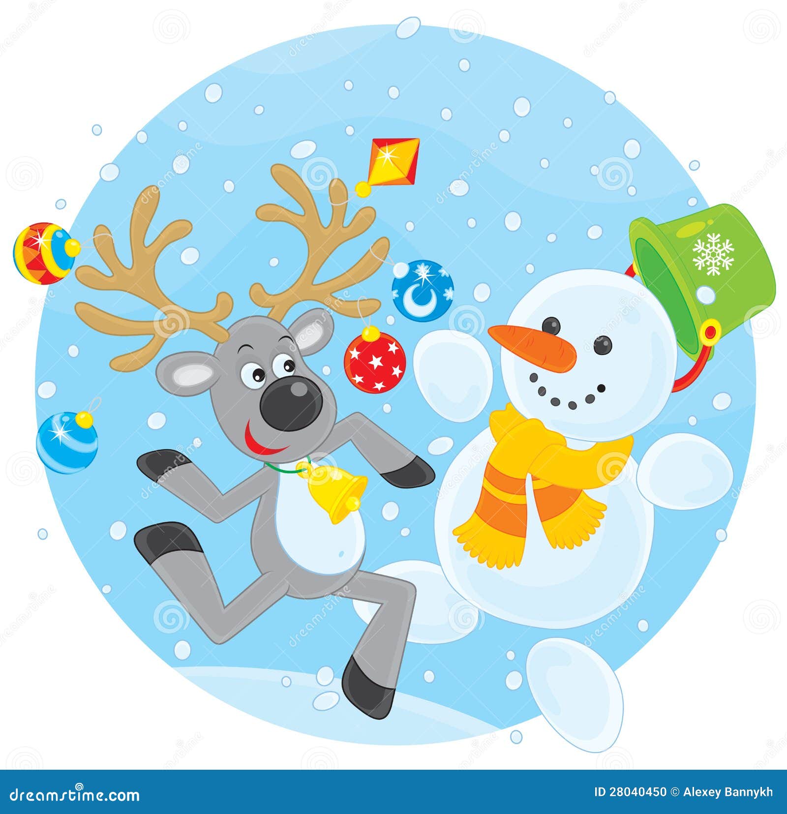 Reindeer and Snowman Dancing Stock Vector - Illustration of december ...