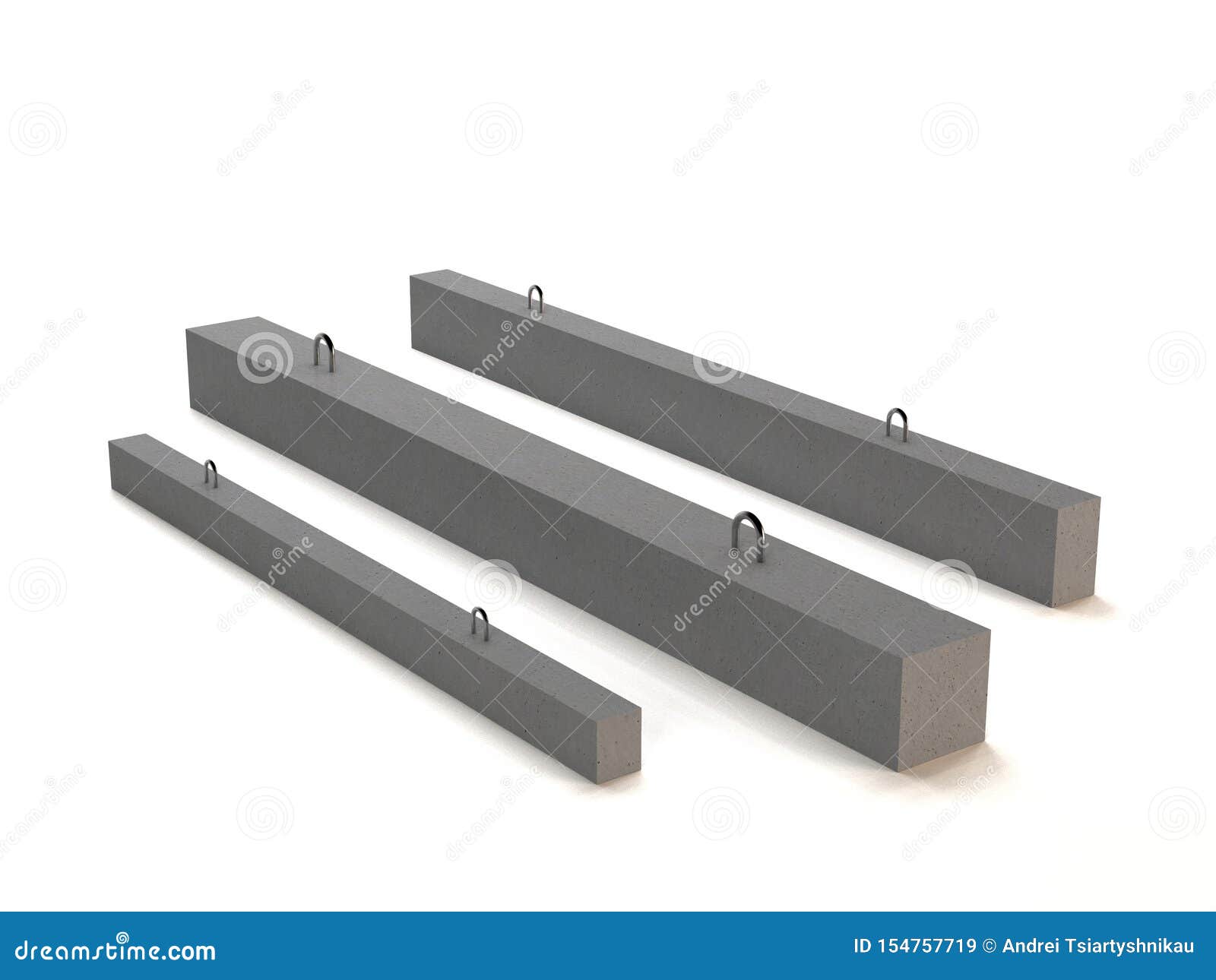 Reinforced Concrete Beam for Construction Isolated on White Background ...