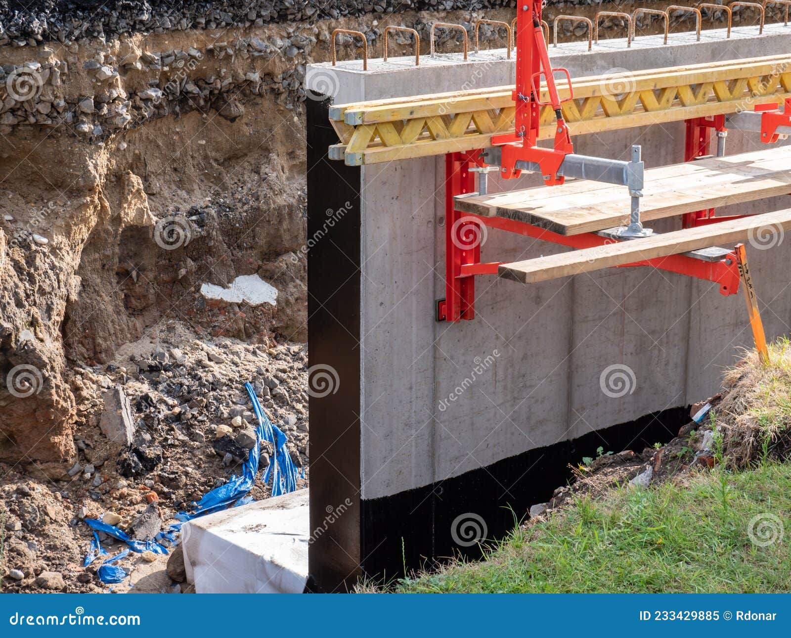 Reinforced Concrete Block, Preparation To Pour Concrete. Formwork Stock ...