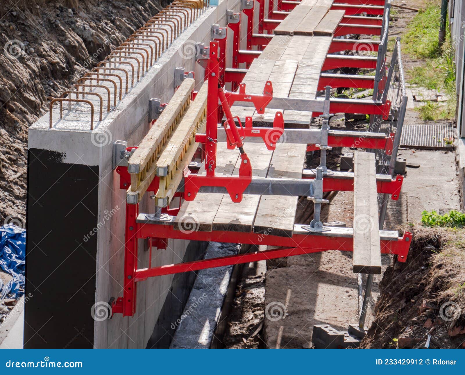 Reinforced Concrete Block, Preparation To Pour Concrete. Formwork Stock ...