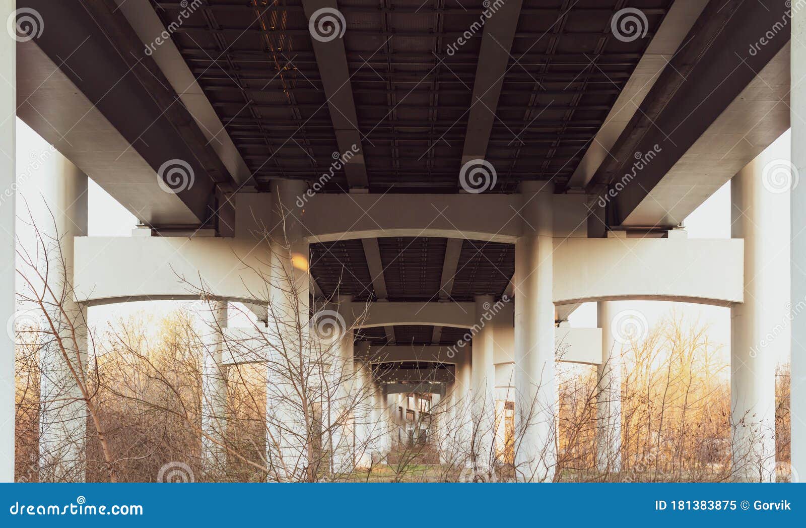 Reinforced Concrete Bridge Bottom View Stock Image - Image of industry ...