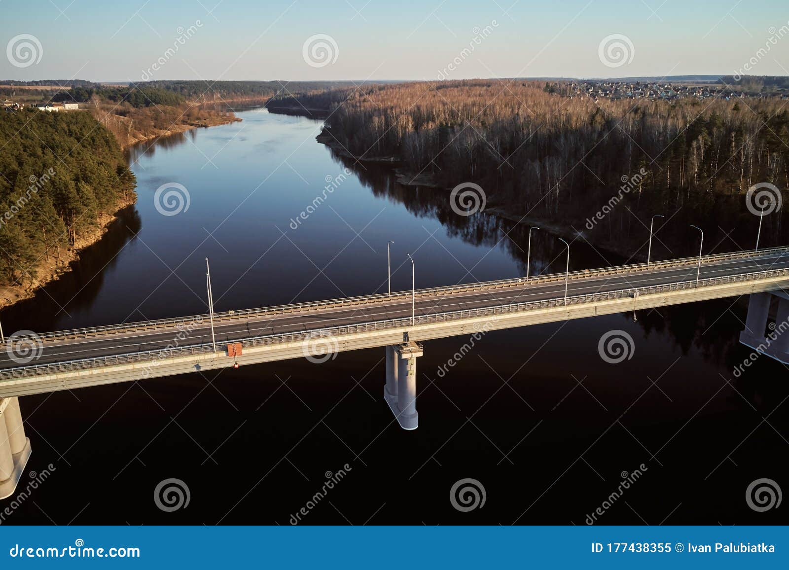 Reinforced Concrete Bridge Over the River Stock Image - Image of modern ...