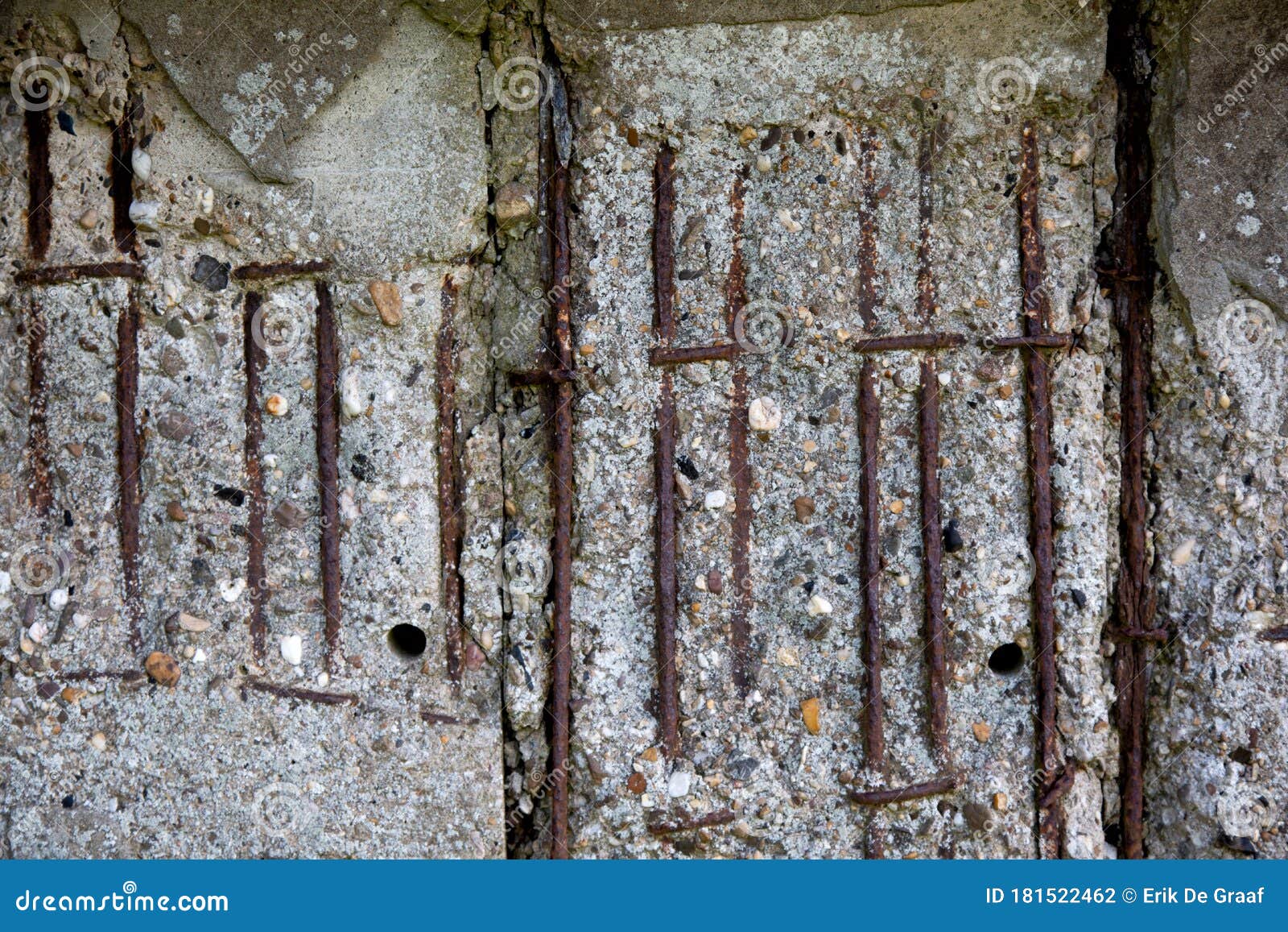Broken Reinforced Concrete, Concrete Separated From Rebar Stock Photo ...