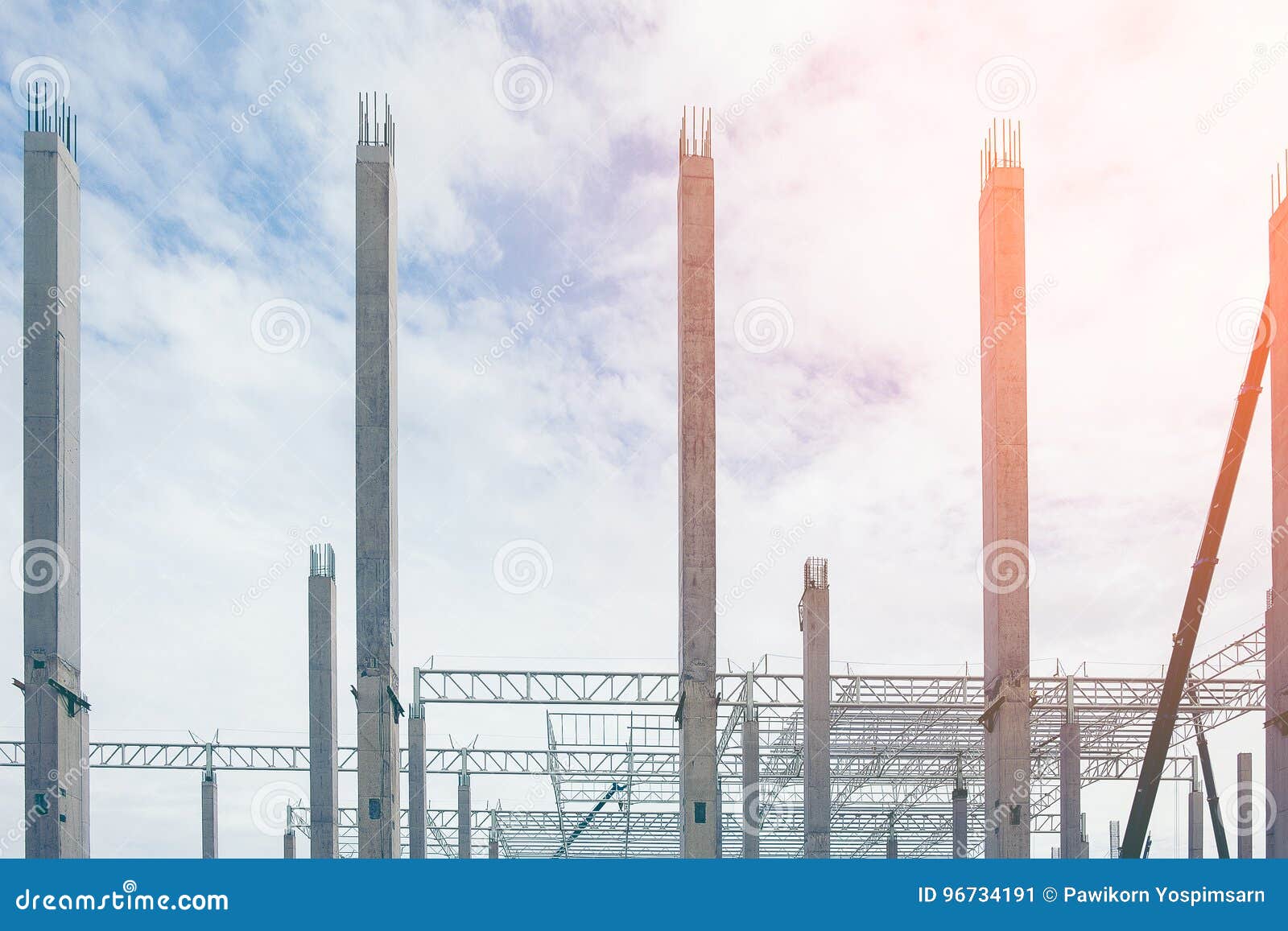 Reinforced Concrete Column Construction of New Warehouse Construction ...