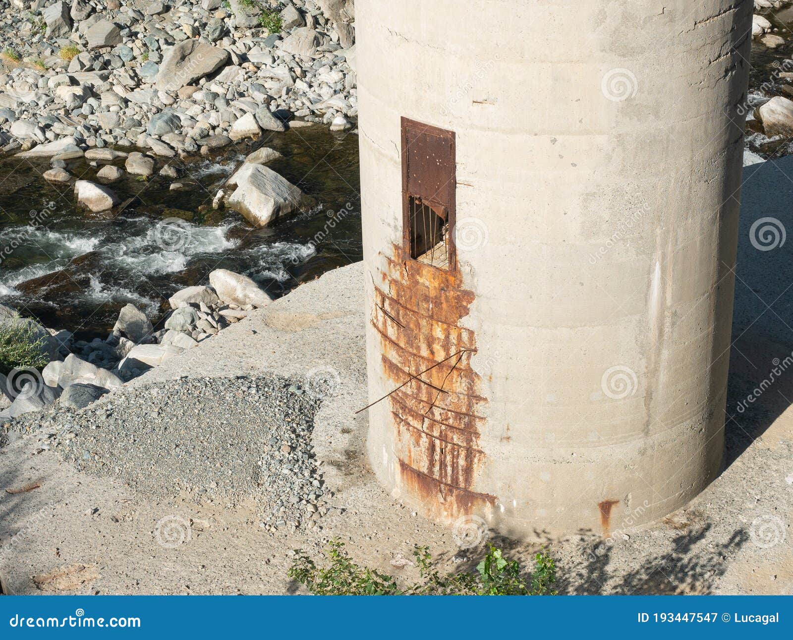 Reinforced Concrete Column with Iron Structure Damaged by Rust Stock ...