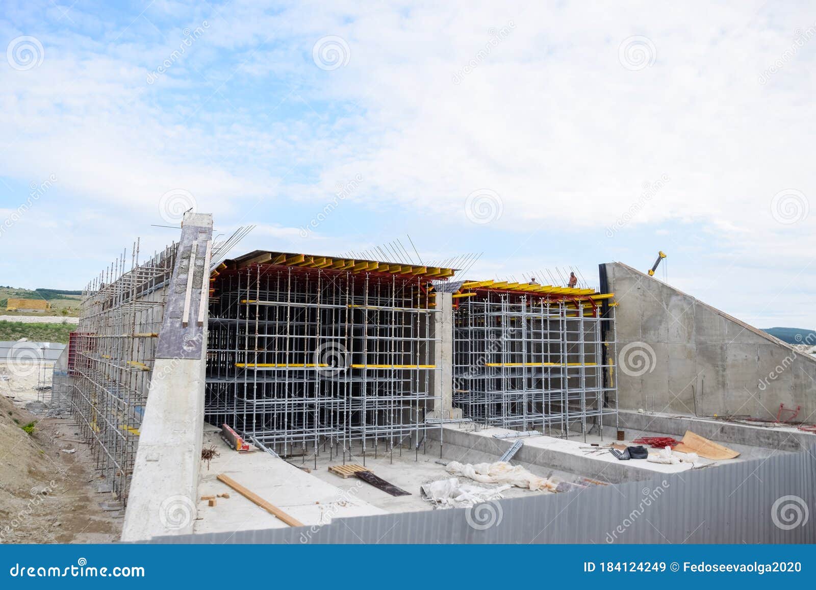 Reinforced Concrete Construction Road Junction. Road Construction And ...