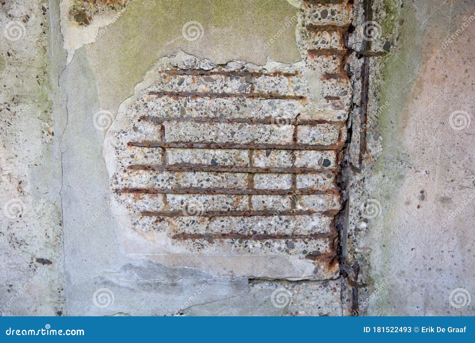 Broken Reinforced Concrete, Concrete Separated From Rebar Stock Photo ...