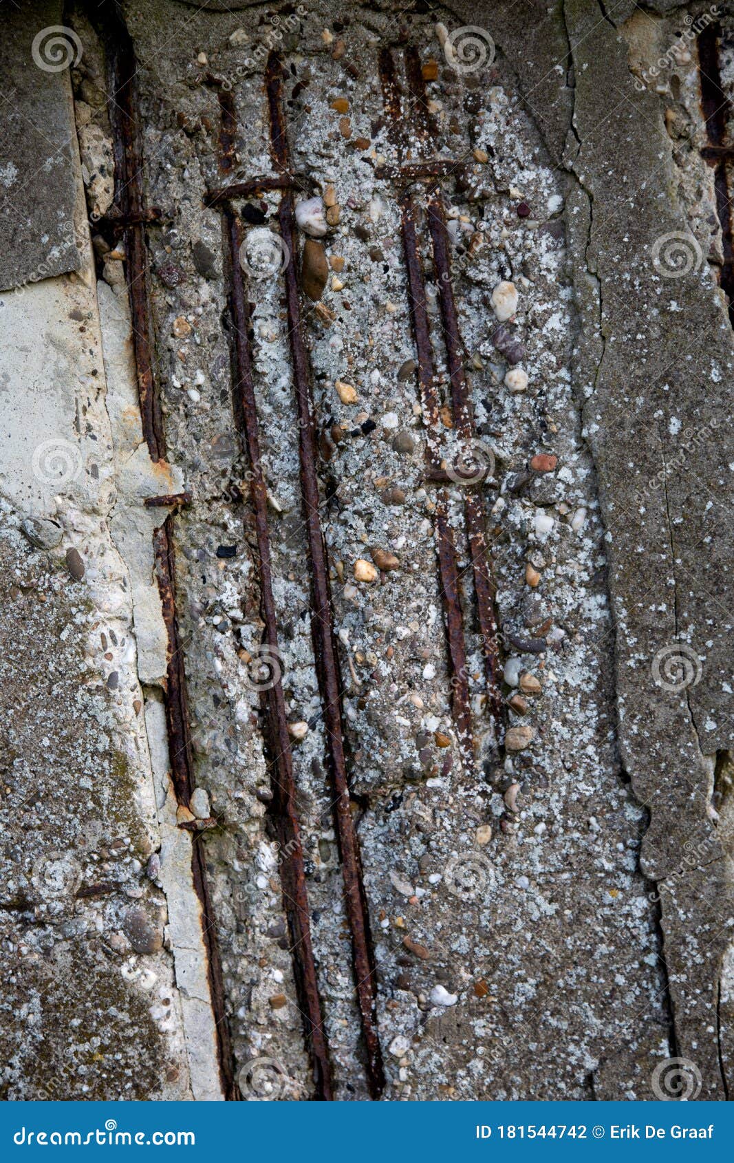 Broken Reinforced Concrete, Concrete Separated From Rebar Stock Photo ...