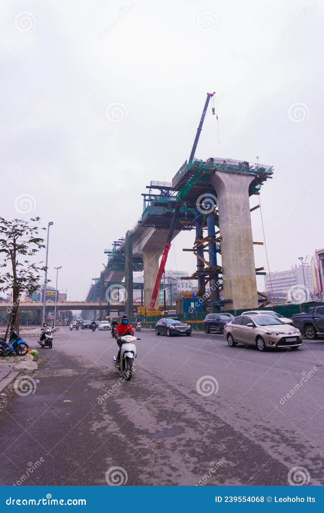 Reinforced Concrete Elevated Road Works Under Construction and ...