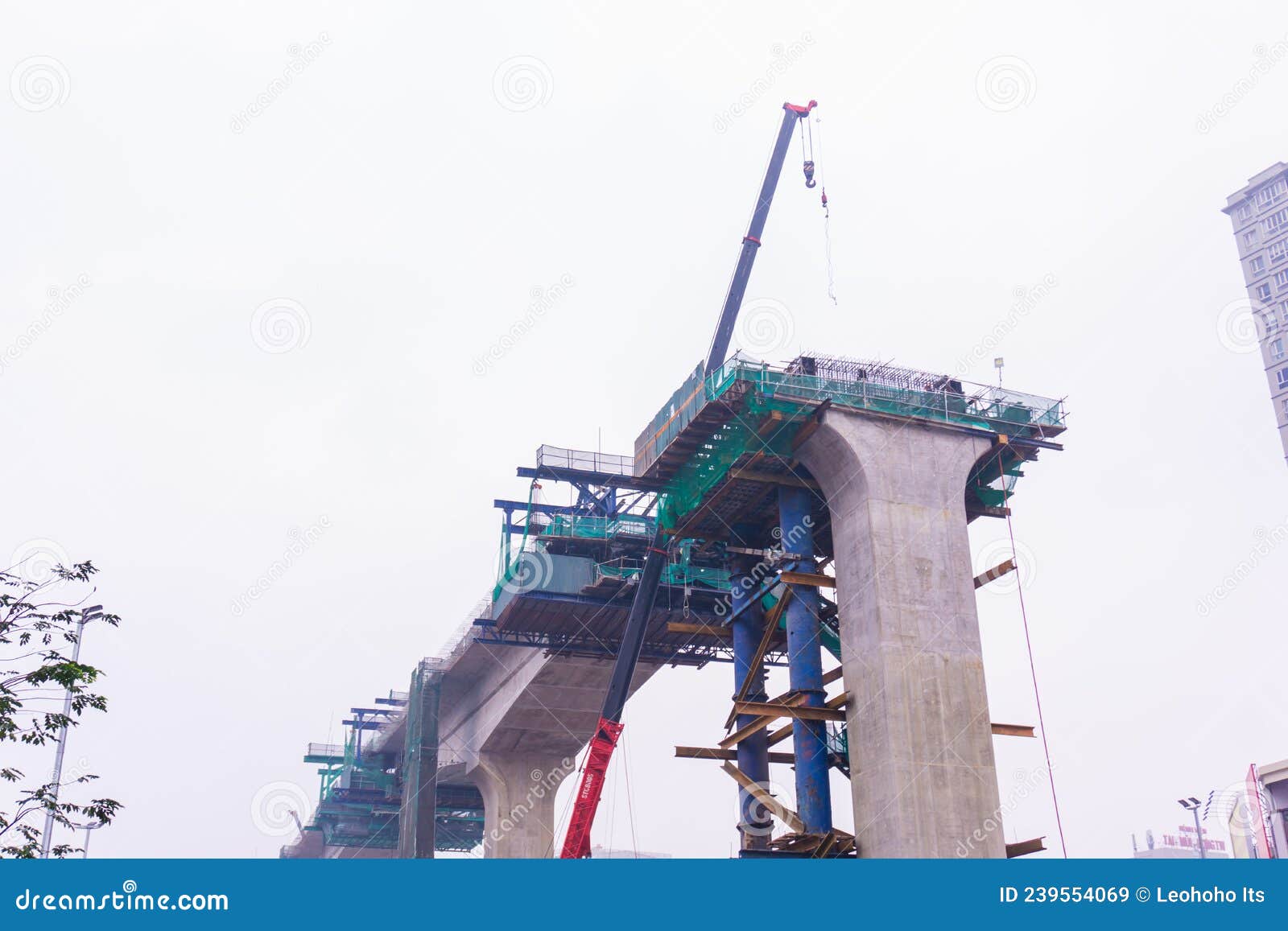Reinforced Concrete Elevated Road Works Under Construction and ...