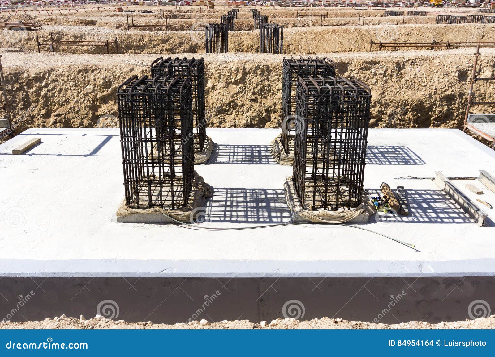 Reinforced Concrete Foundation Stock Photo - Image of rebar, metal ...