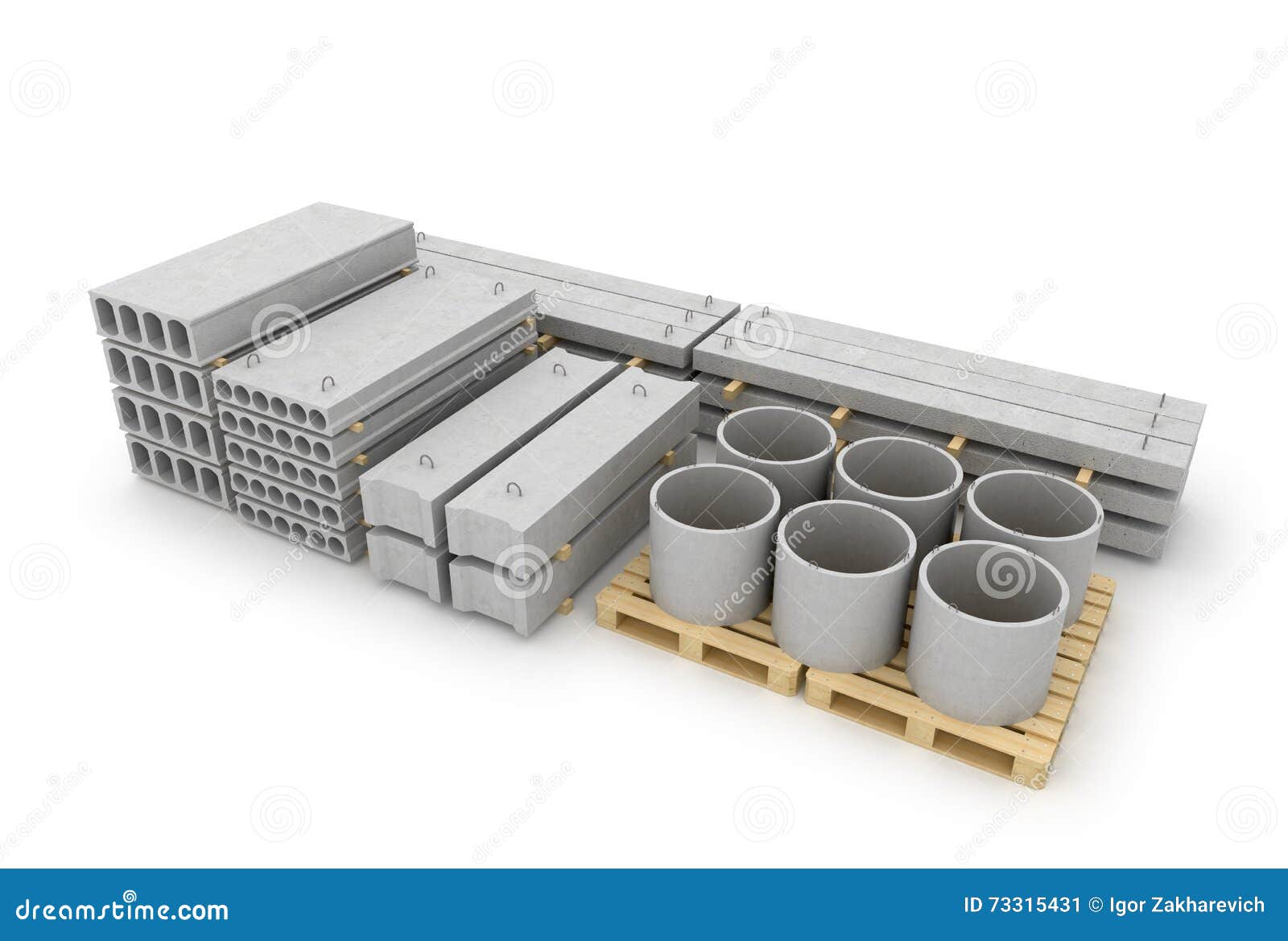 Reinforced Concrete Beam For Construction Isolated On White Background ...