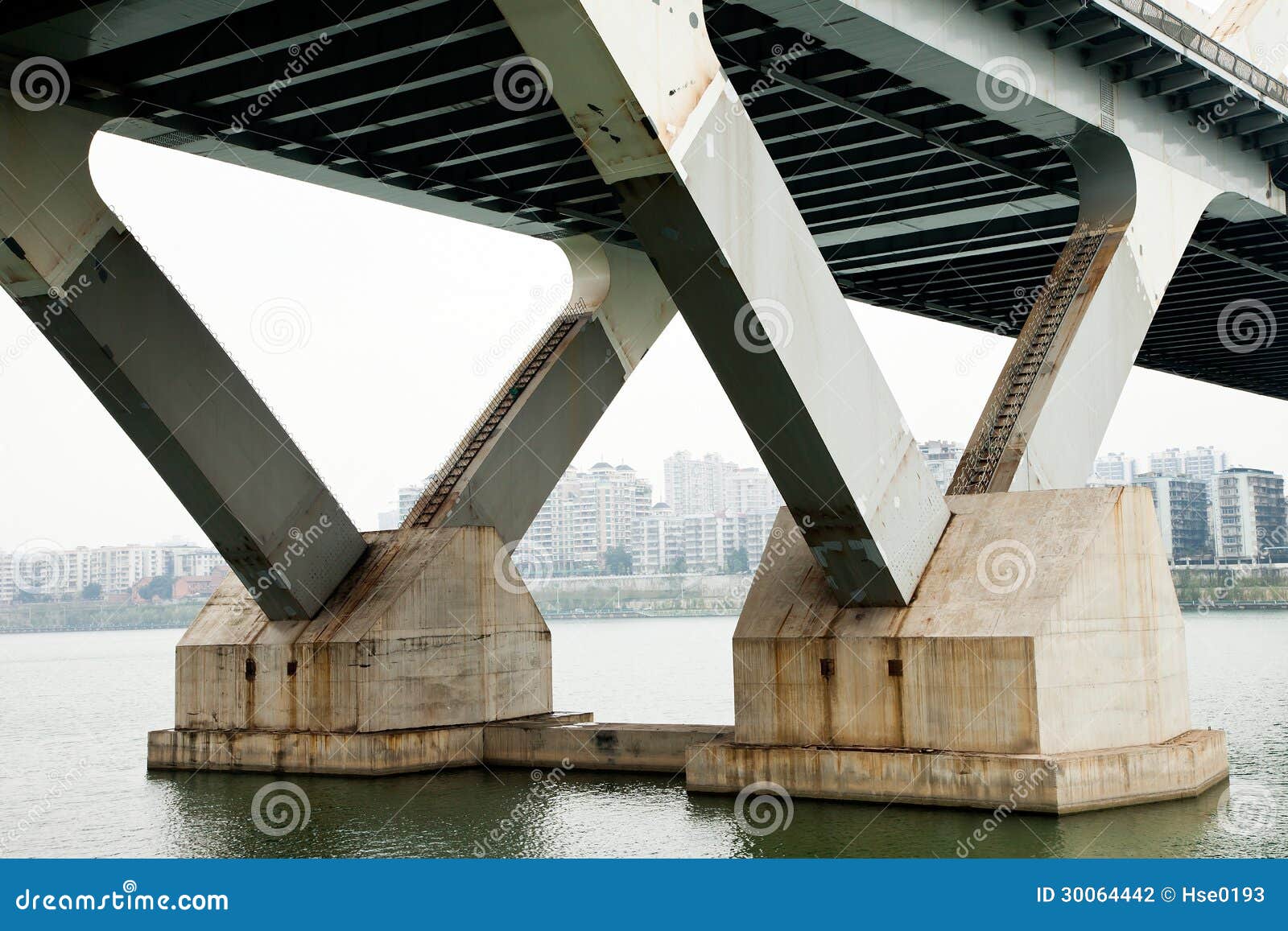 Reinforced Concrete Pier on River Stock Photo - Image of concrete ...