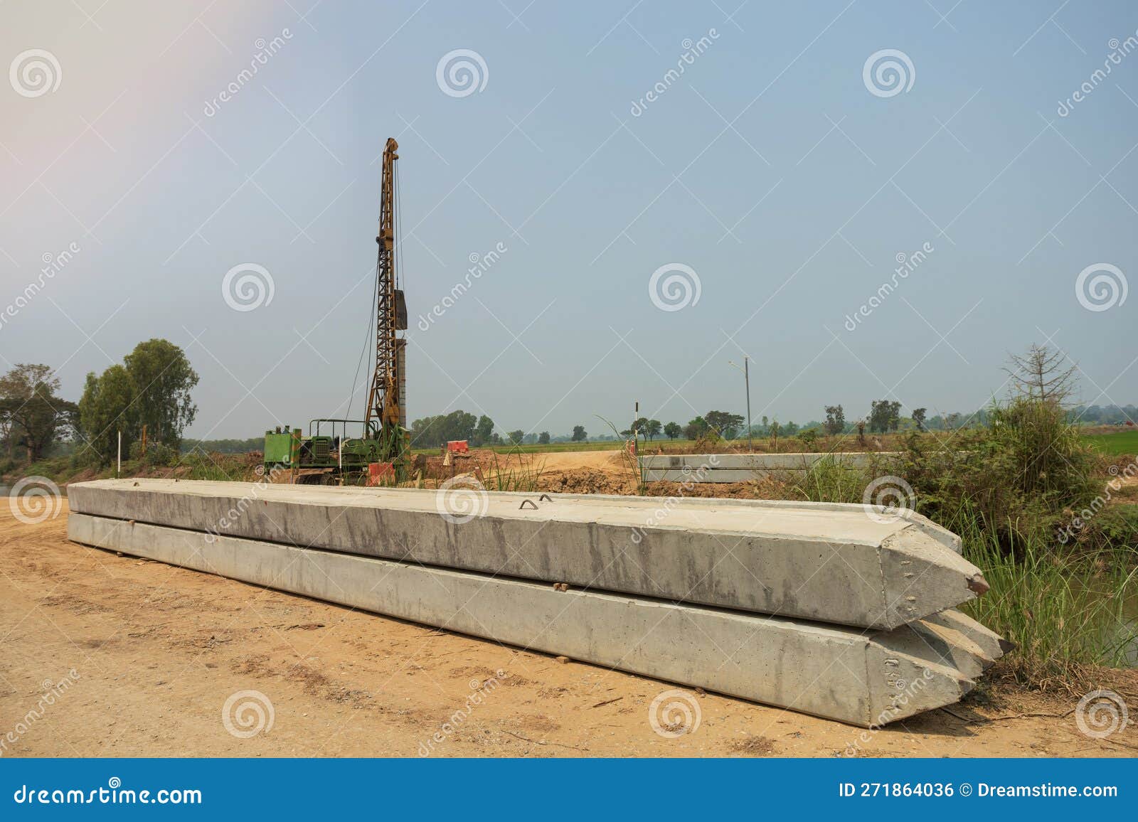 Reinforced Concrete Piles for Bridge Foundations Stock Photo - Image of ...