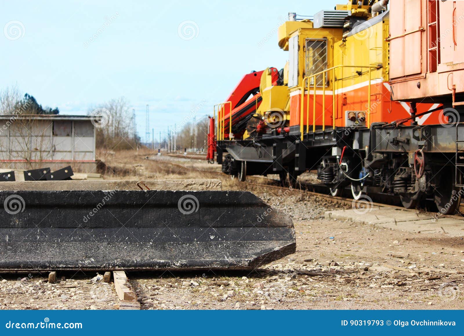 Reinforced Concrete Piles Lie on the Ground after Unloading with a ...