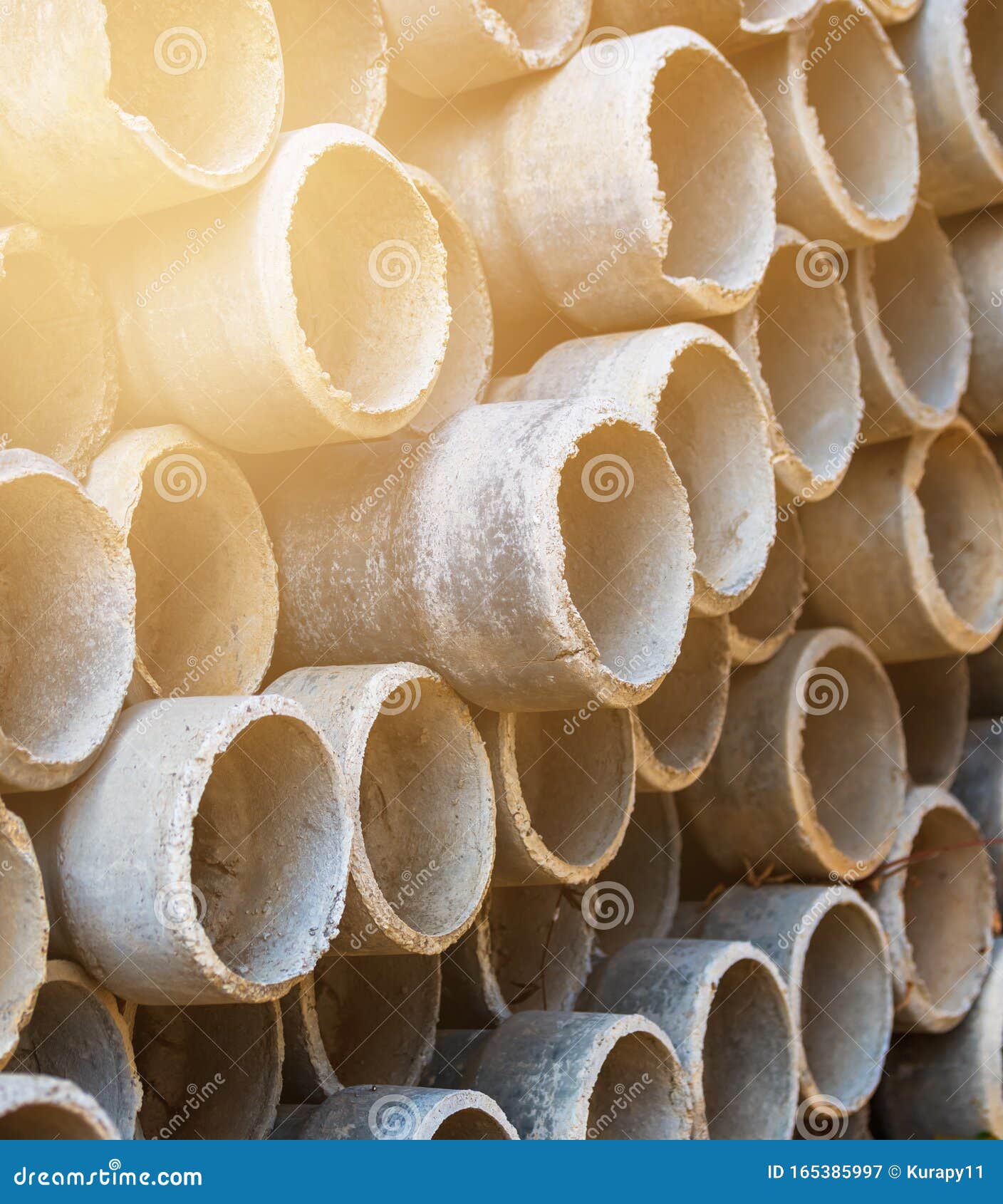 Reinforced concrete pipe stock image. Image of site - 165385997