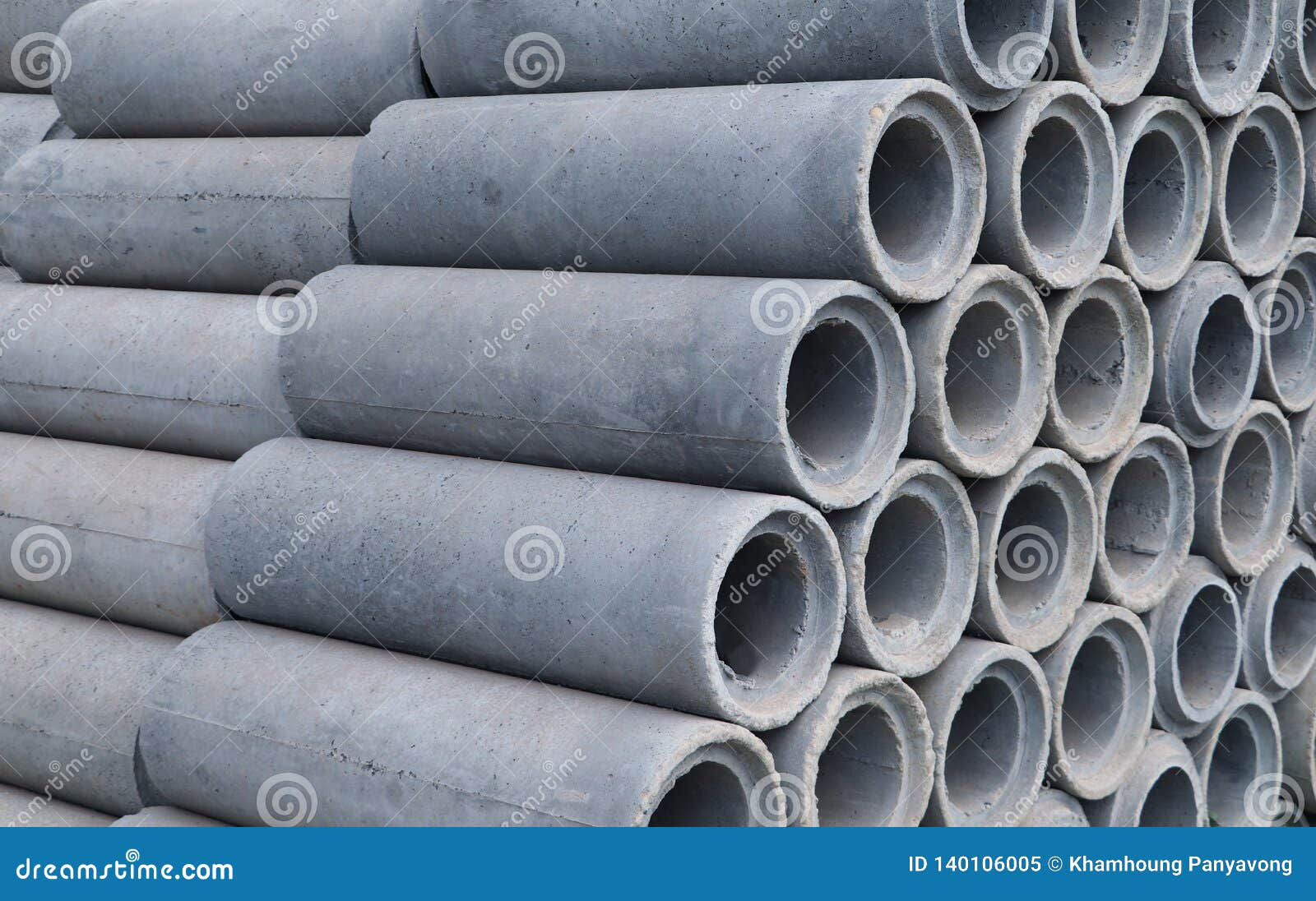 Reinforced Concrete Pipe Stacking on the Floor Stock Image - Image of ...