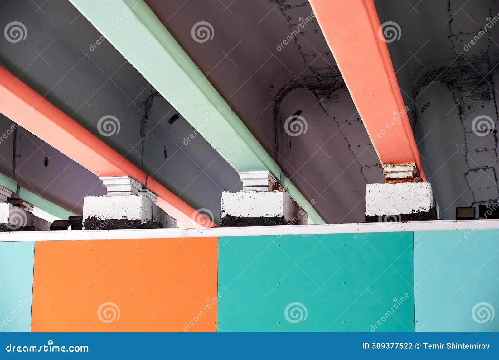 Reinforced Concrete Road Bridge Supports Stock Photo - Image of ...