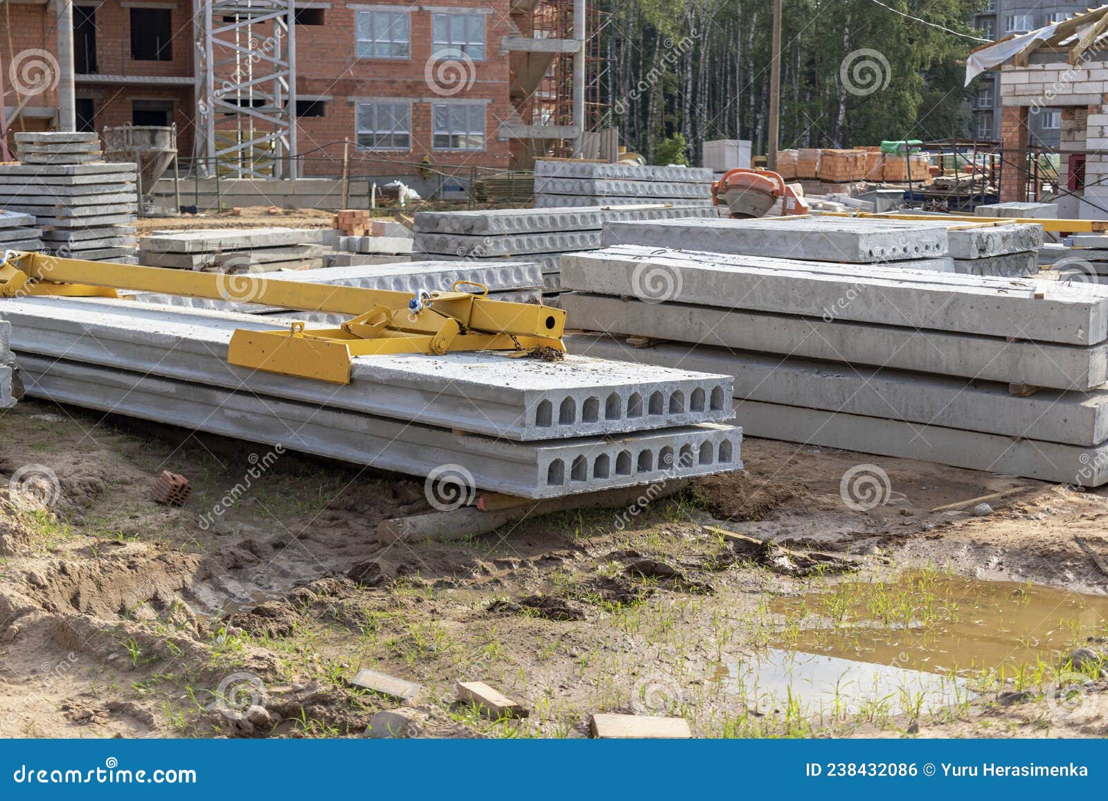 Reinforced Concrete Slabs And Building Materials At The Construction ...