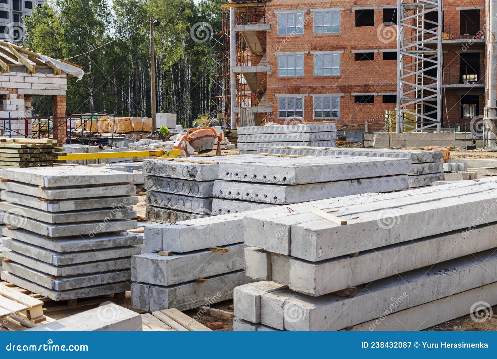 Reinforced Concrete Slabs And Building Materials At The Construction ...