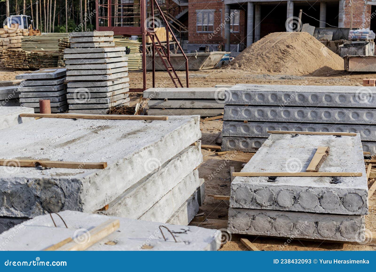 Reinforced Concrete Slabs And Building Materials At The Construction ...