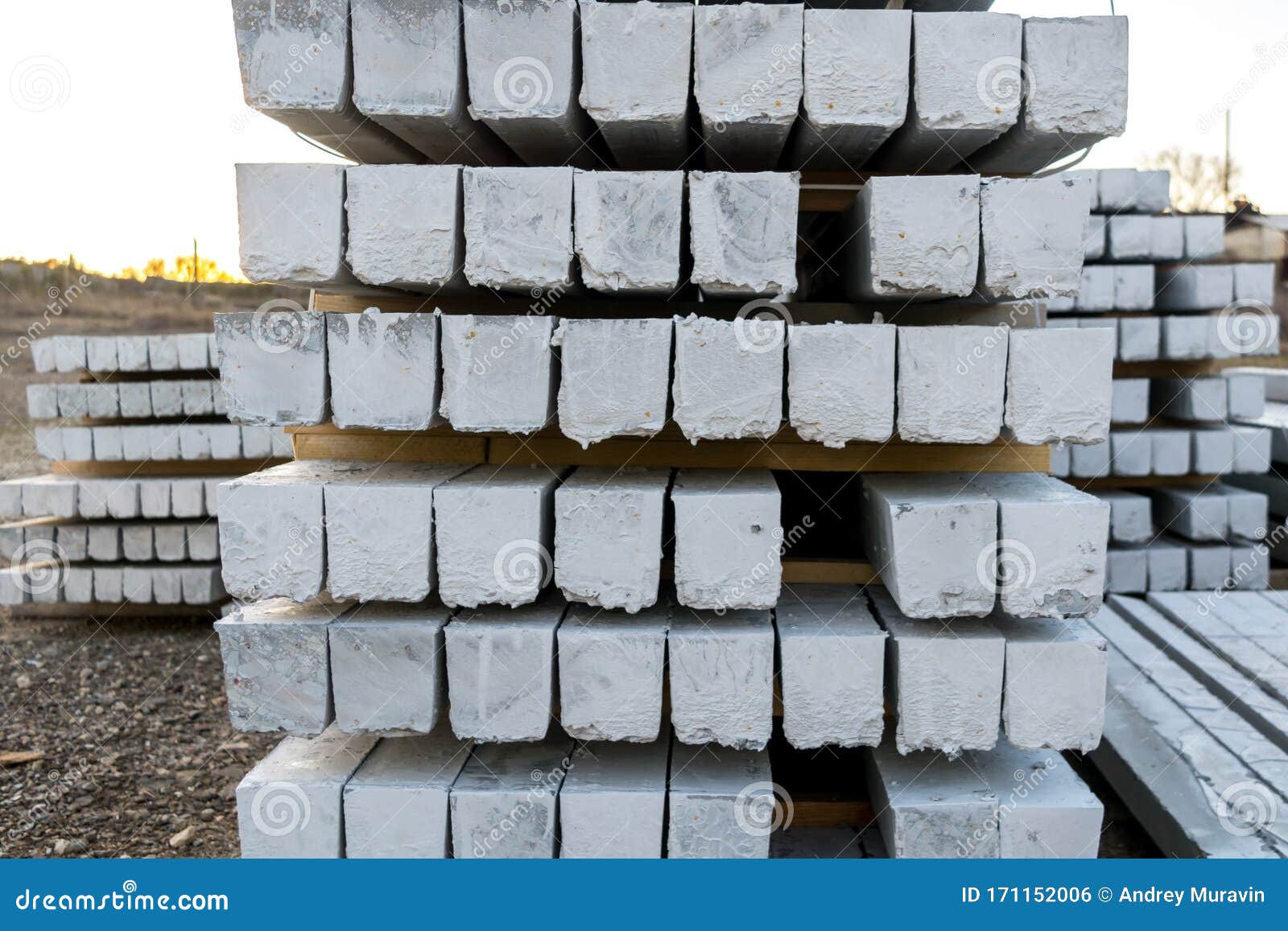 Reinforced concrete stakes stock photo. Image of industrial - 171152006