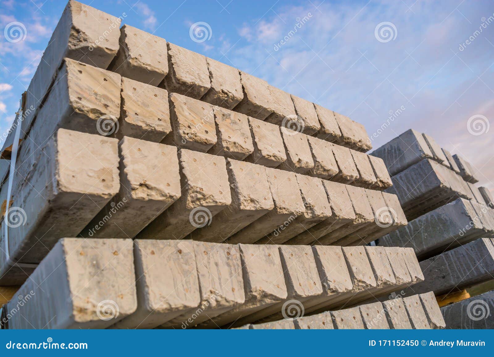 Reinforced concrete stakes stock photo. Image of precast - 171152450