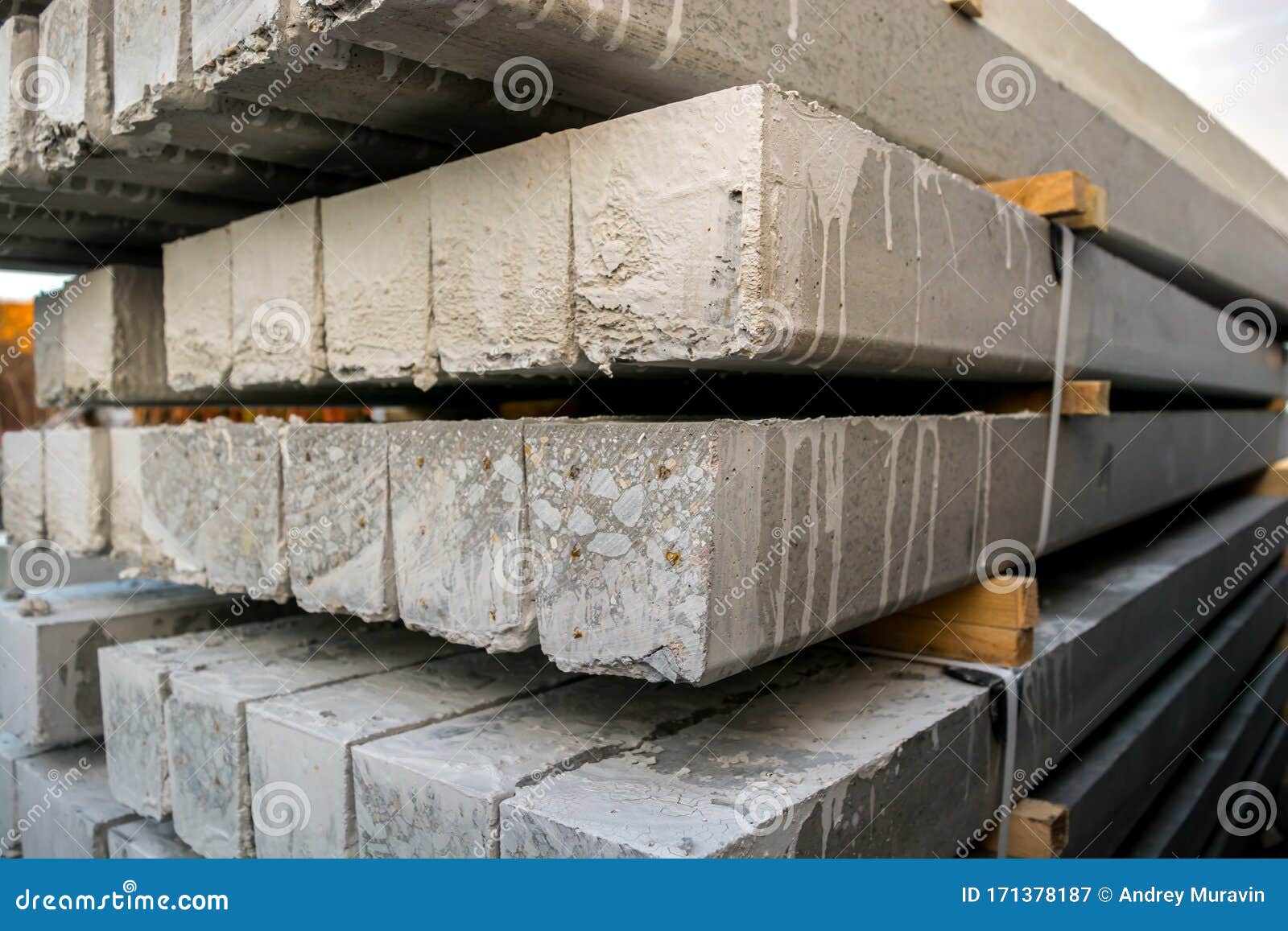 Reinforced concrete stakes stock image. Image of steel - 171378187