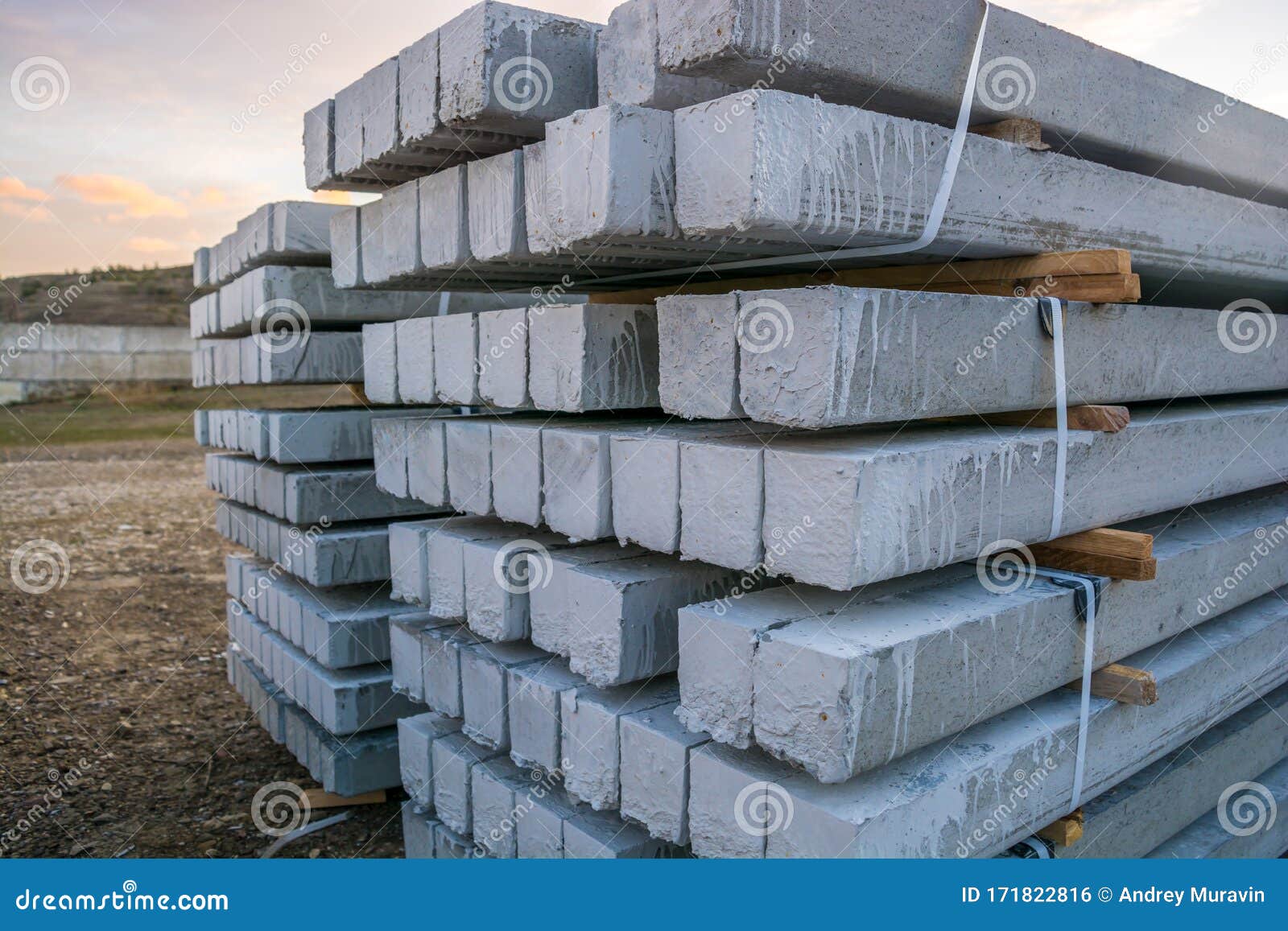 Reinforced concrete stakes stock photo. Image of white - 171822816