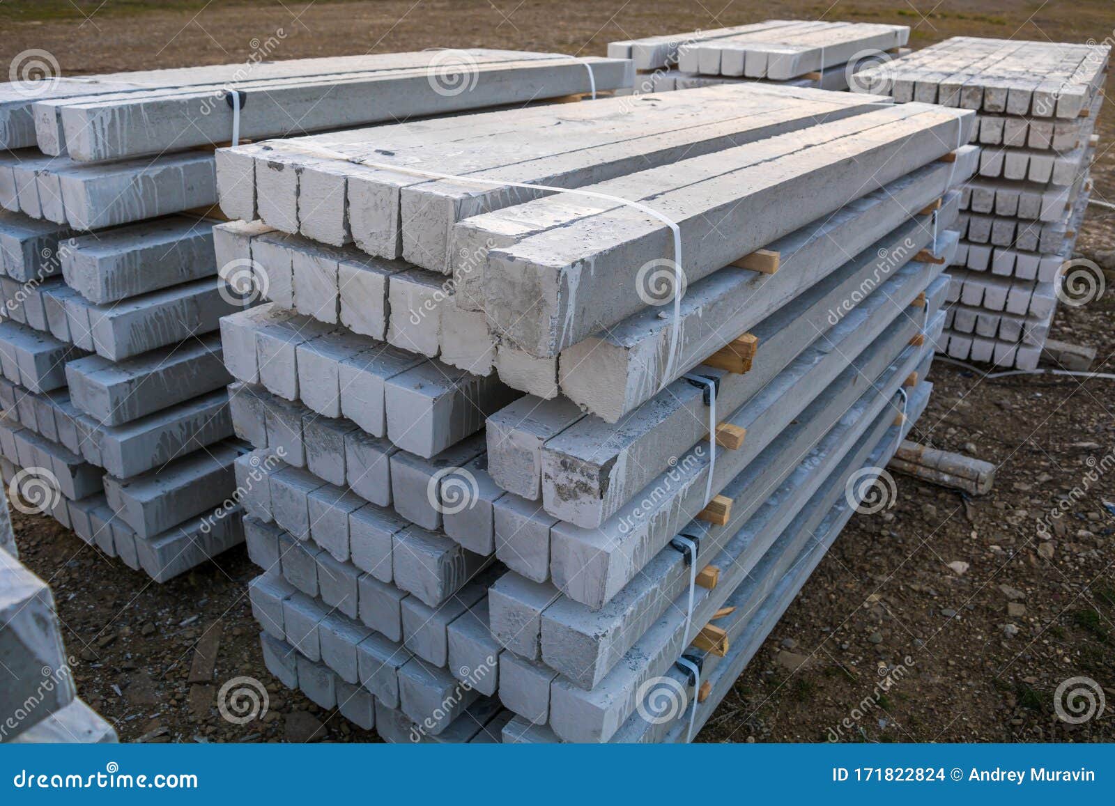 Reinforced concrete stakes stock photo. Image of column - 171822824