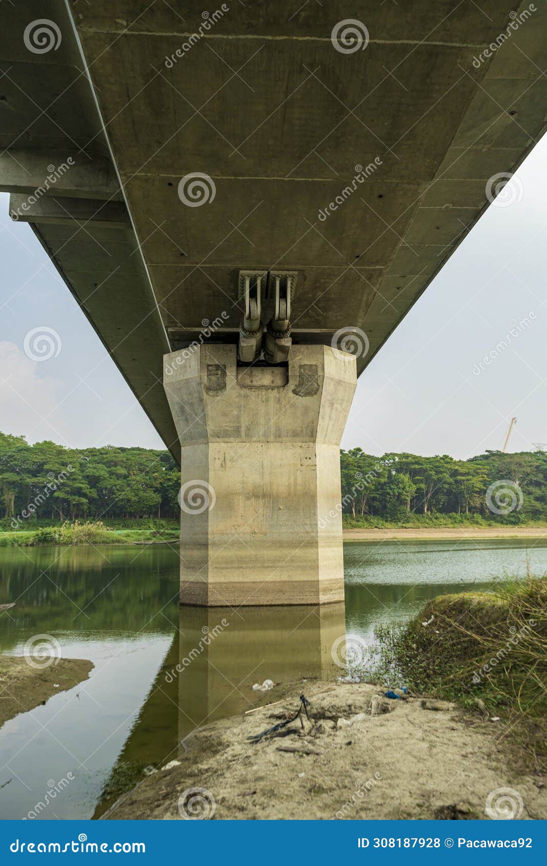 Reinforced Concrete Support for Road Bridge Stock Photo - Image of ...