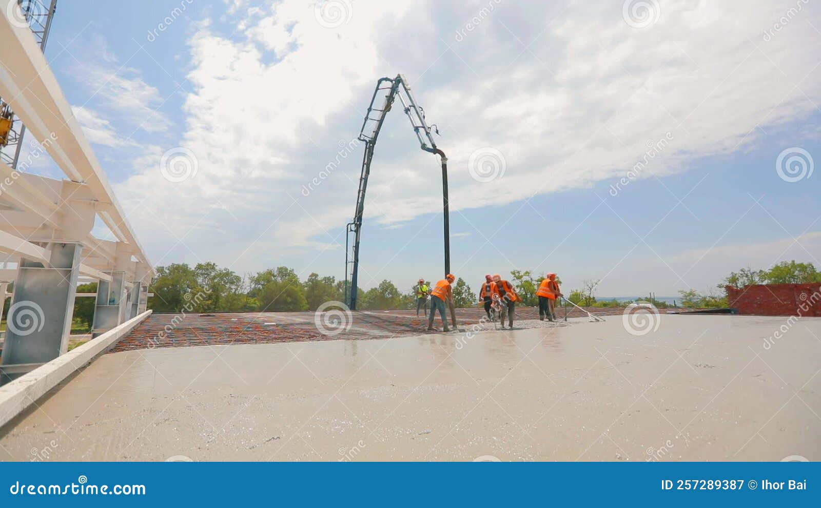 Reinforced Concrete. Workers Make a Reinforced Concrete Structure in ...