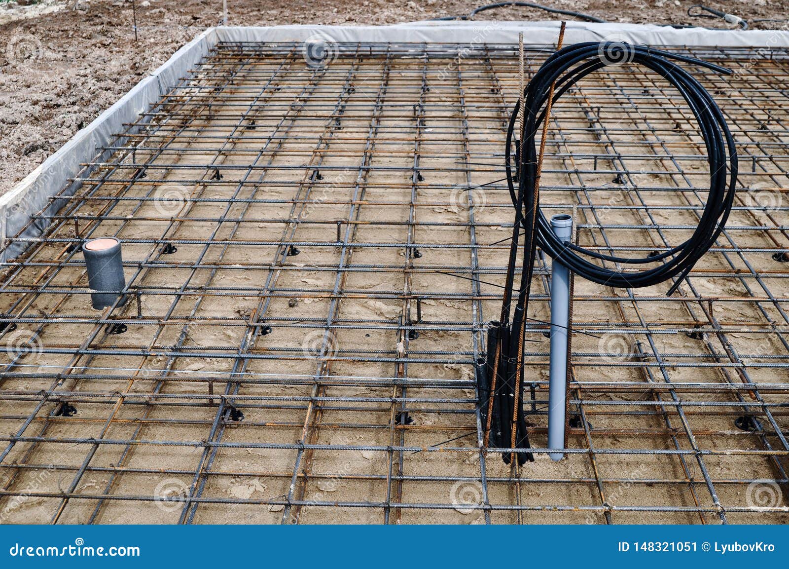 Reinforced Foundation For Pouring Concrete In The Construction Of A ...