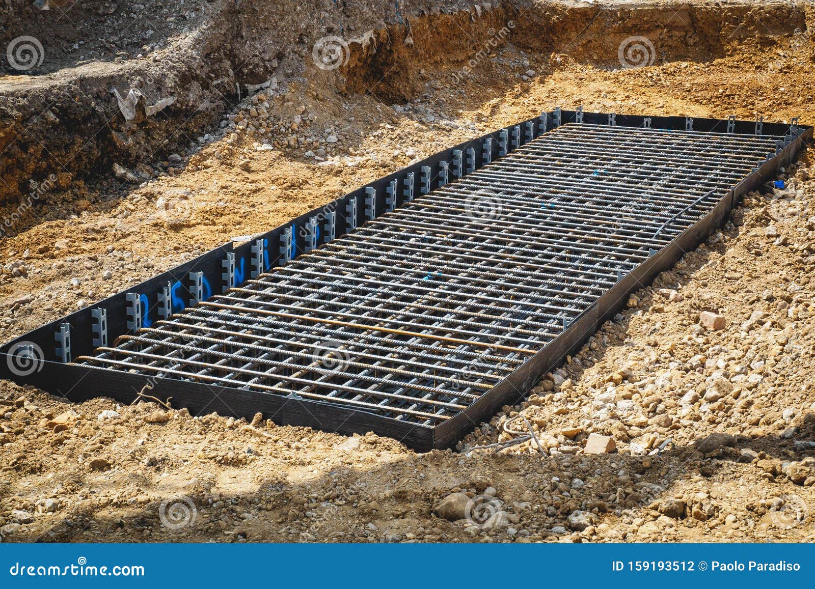 Reinforcement Bars of an RC Slab in a Construction Site. Stock Photo ...