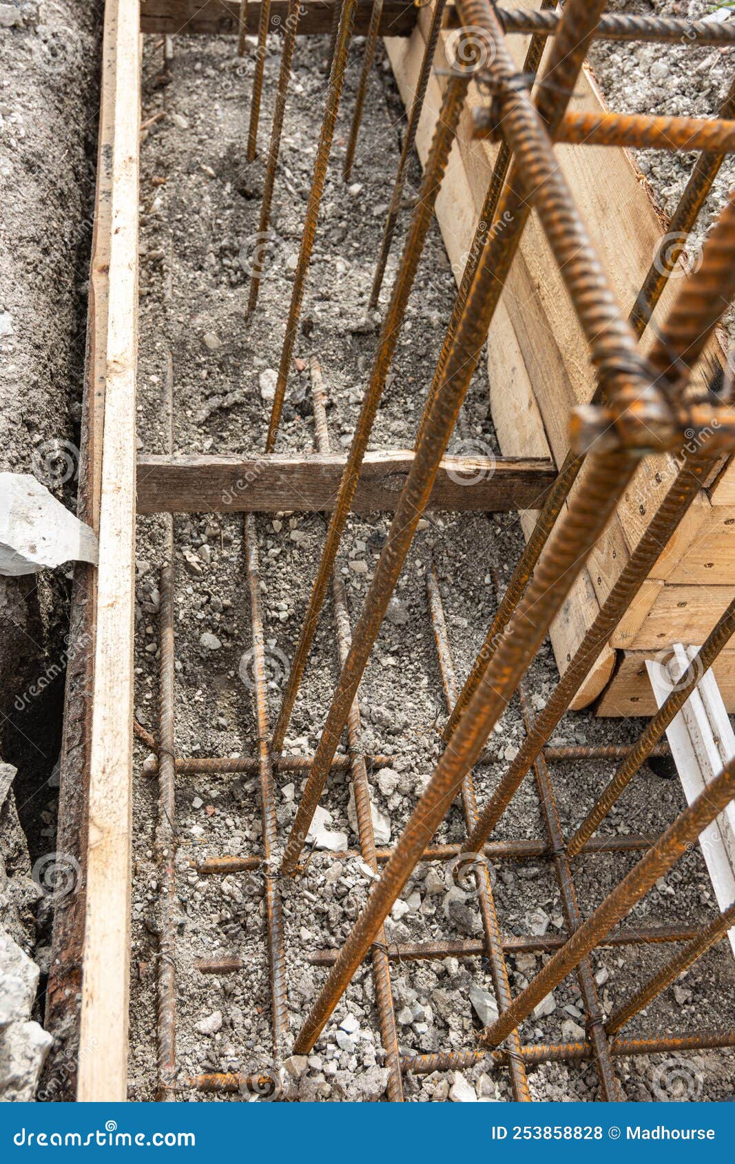 Reinforcement Covered with Earth during Formwork Collapse Stock Photo ...
