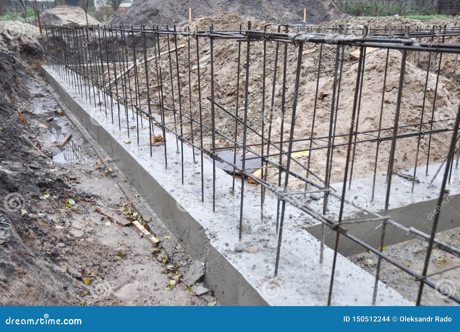 Reinforcement in a Strip Foundation. Foundation Construction Stock ...