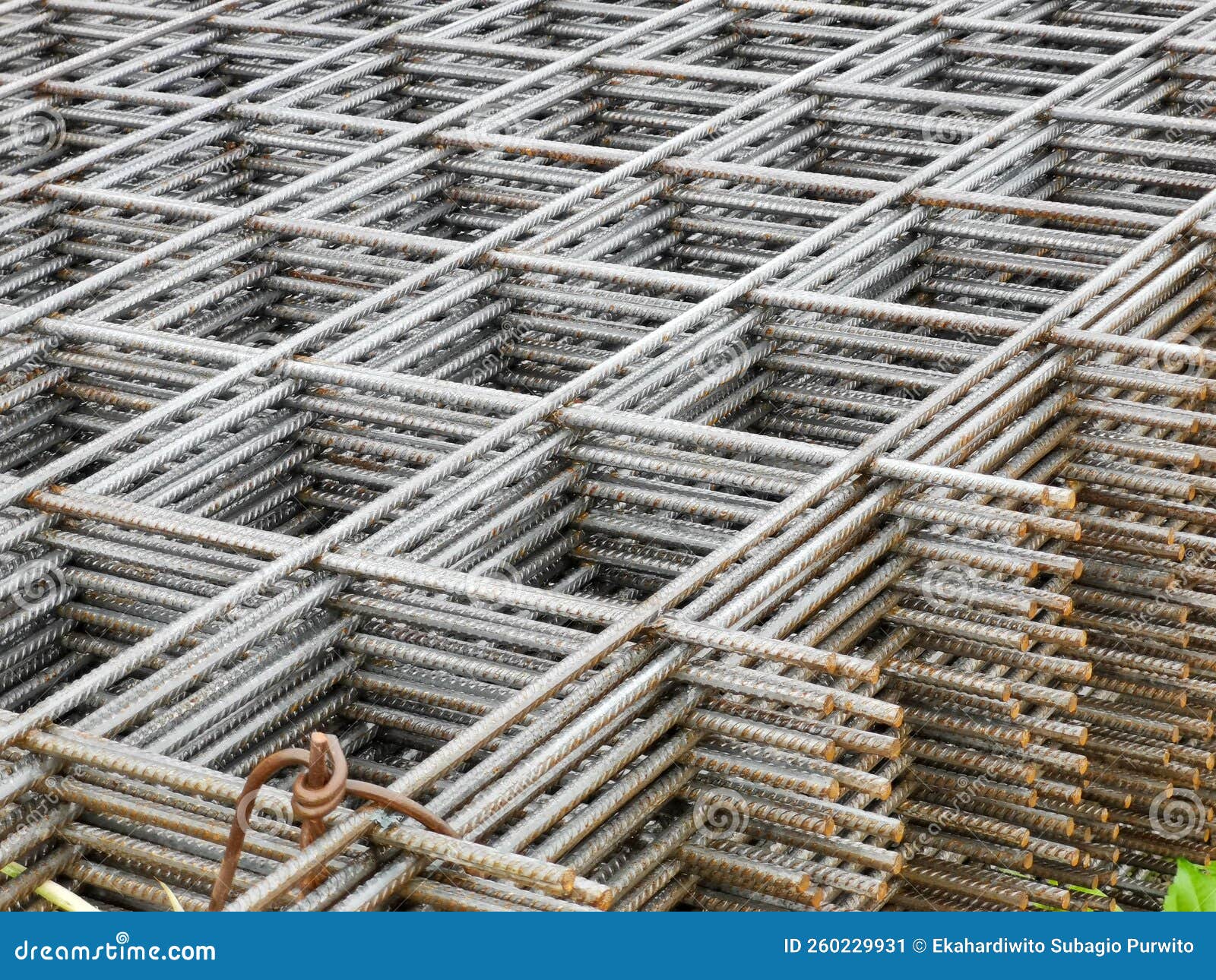 Reinforcements Steel Bar Mesh Stack Together at Construction Site ...