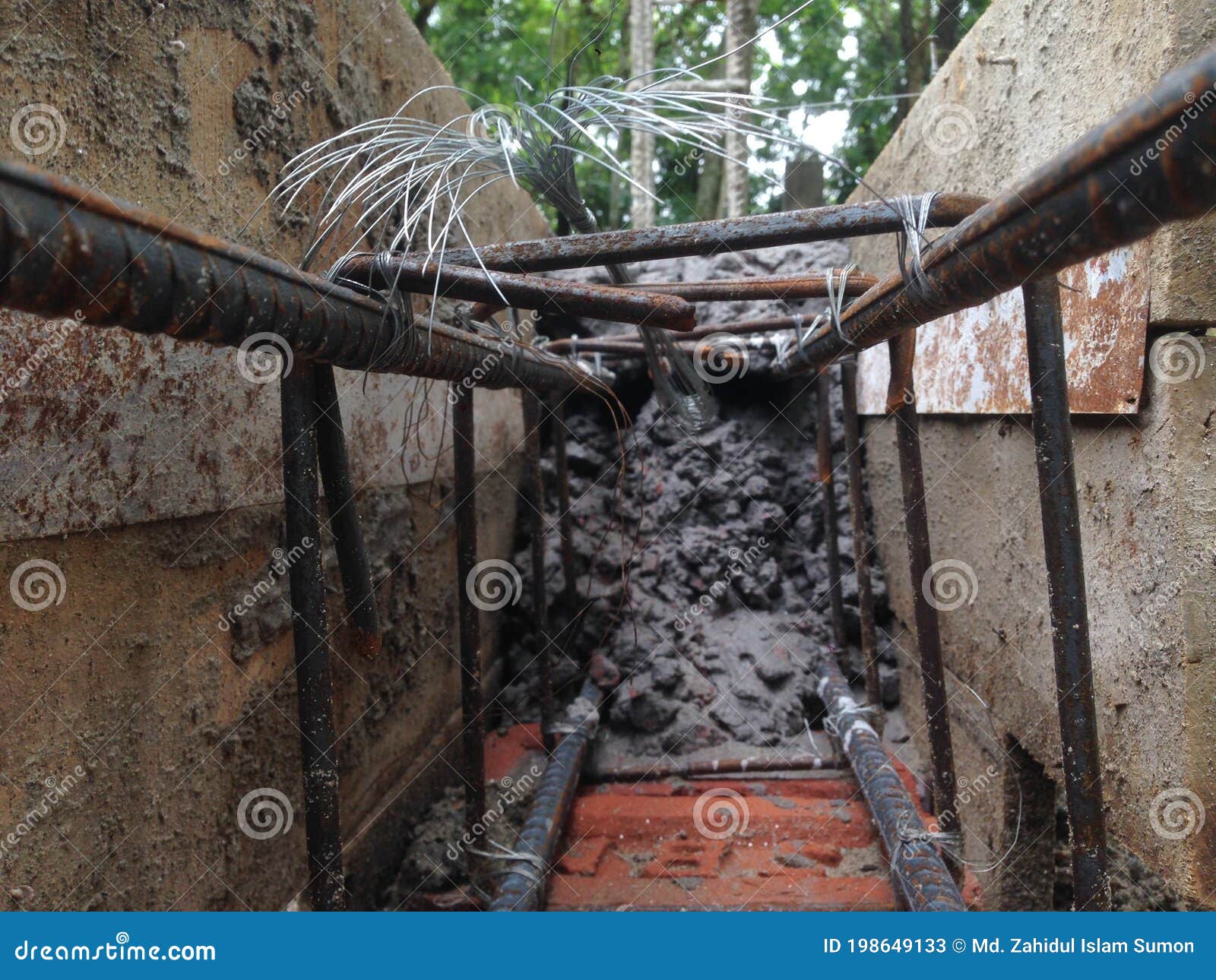 Reinforched Steel or Rod Cage Structure for Building Work Stock Image ...